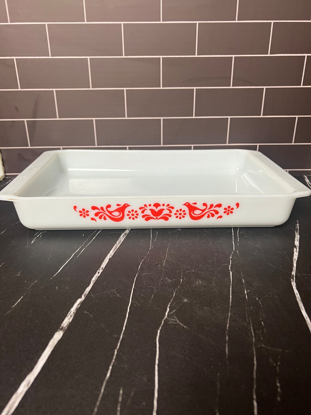 Vintage Pyrex Friendship Red Birds Lasagna Pan (#933) Red & White 13.5 ...