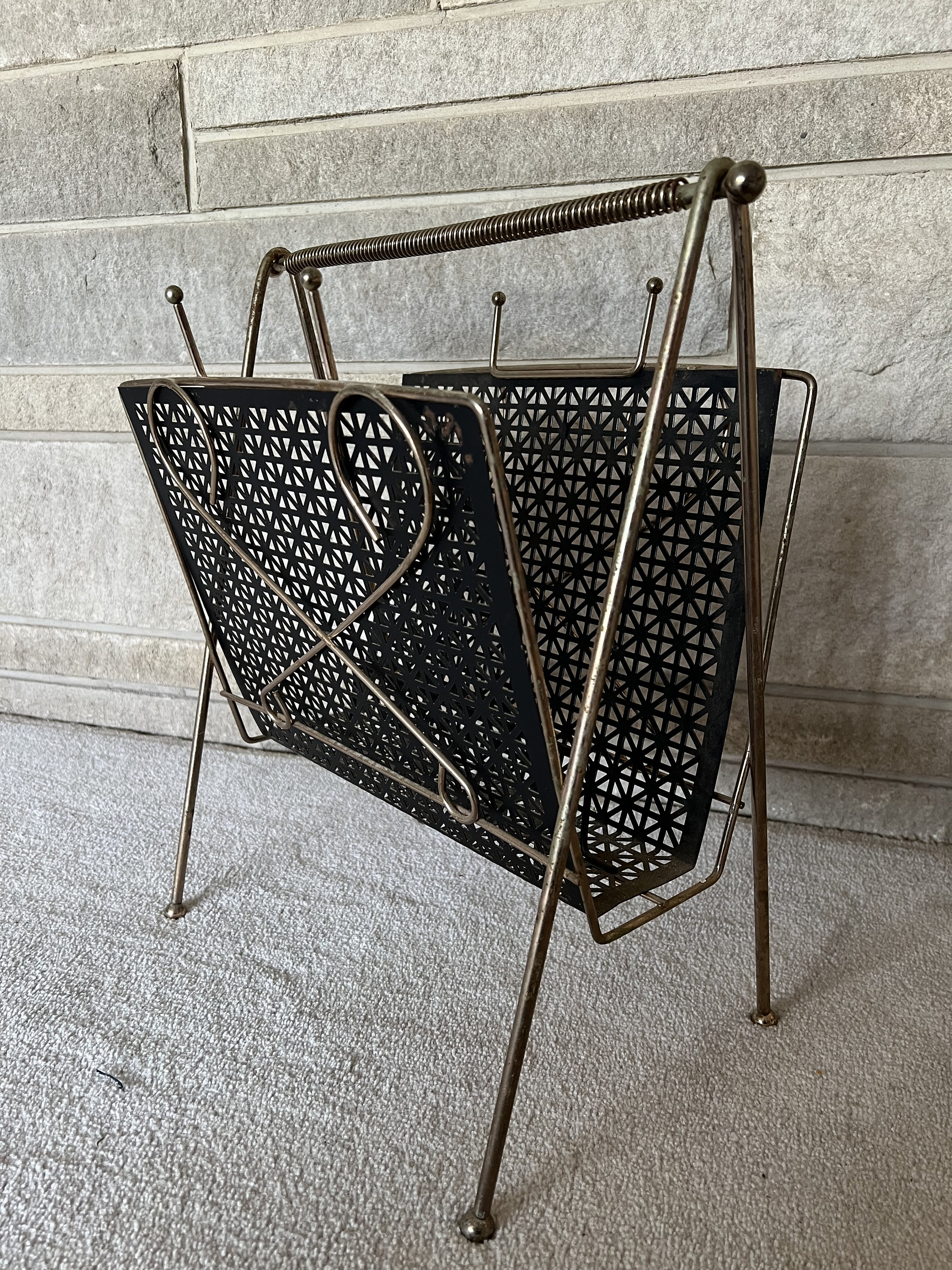 Mid Century Wrought Iron Mesh Magazine Rack Album Rack MCM - Etsy