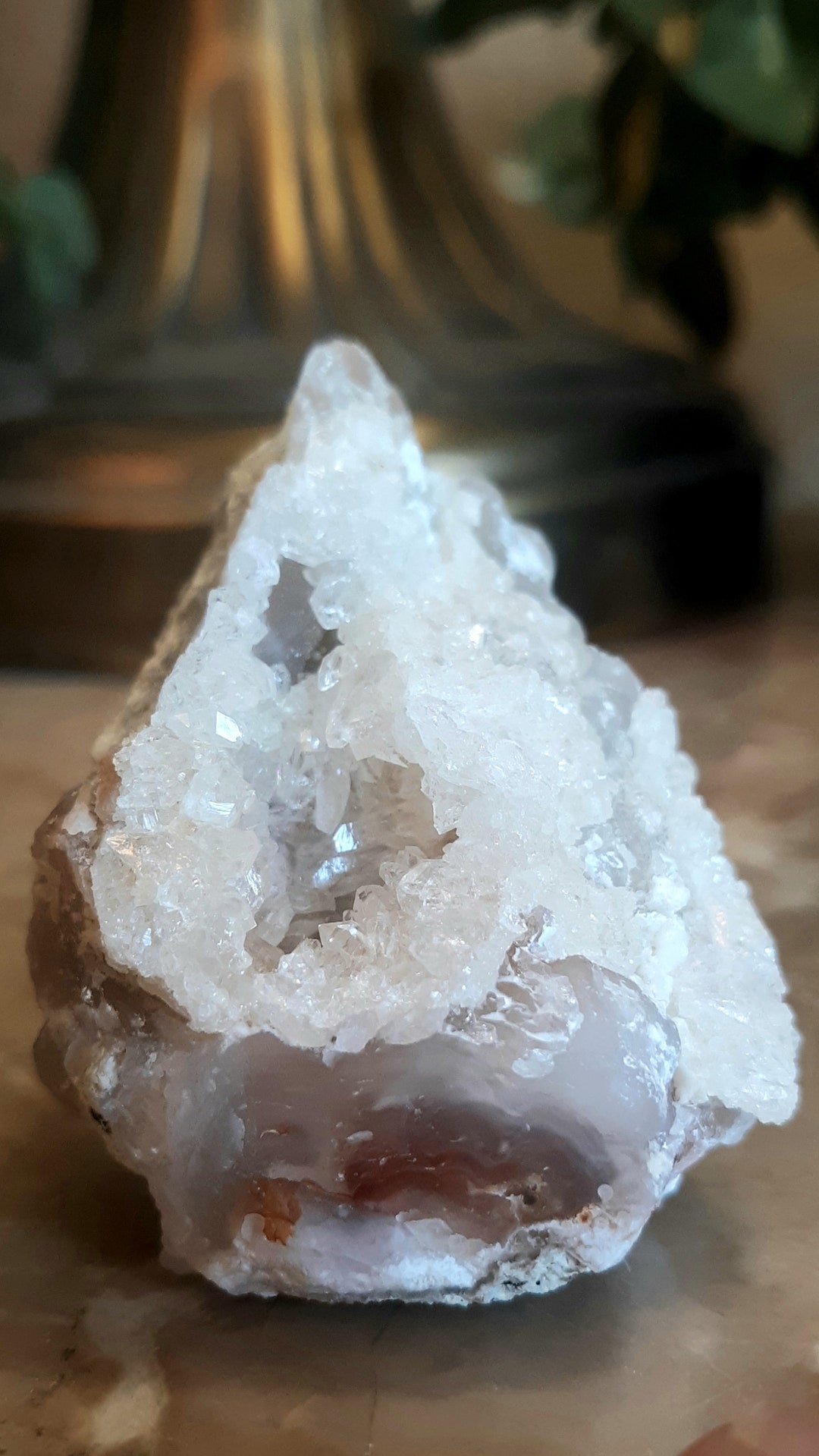 Arizona Fire Agate Chalcedony Vug/geode Specimen With Druzy Quartz ...