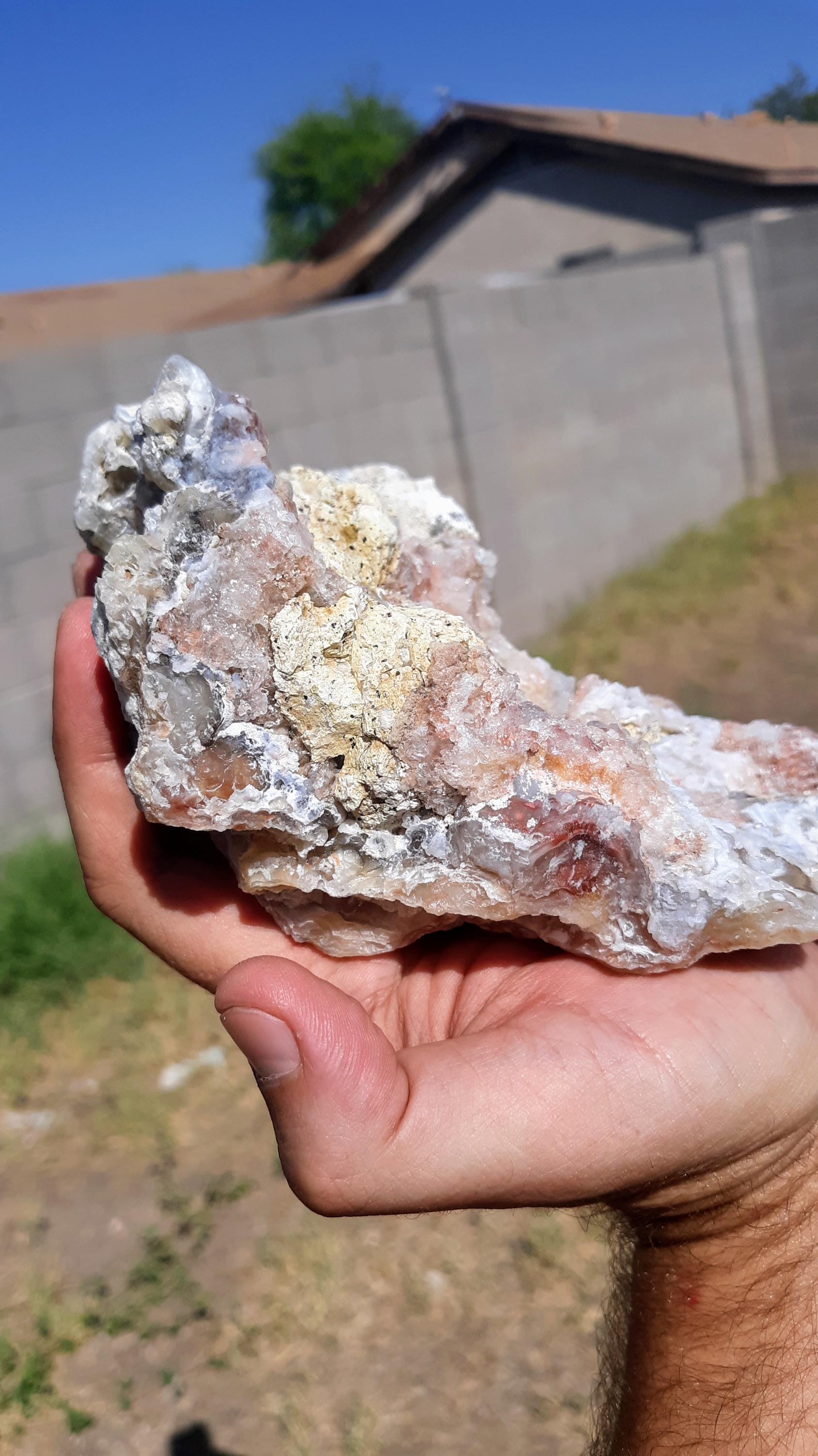 Large Arizona Fire Agate Chalcedony Specimen With Druzy Quartz Crystals ...