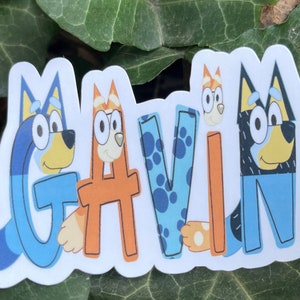 Blue Dog Sticker Personalized Sticker Name Stickers Bluey - Etsy