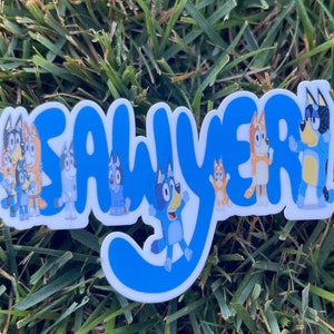 Blue Dog Sticker Personalized Sticker Name Stickers Bluey - Etsy