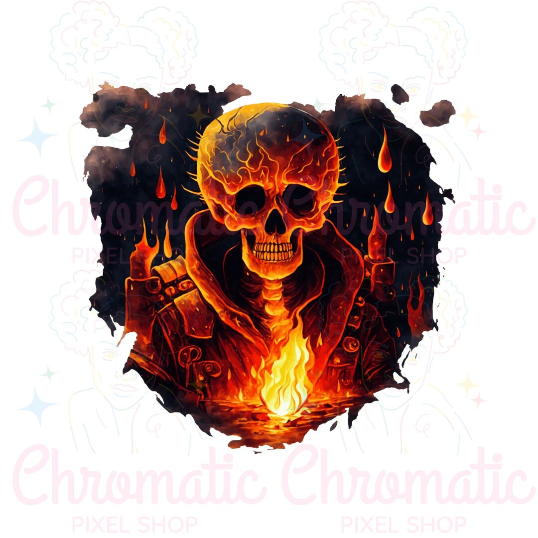 Watercolor FIRE SKELETON Lovers PNG L Digital Skeleton Png I Quality ...