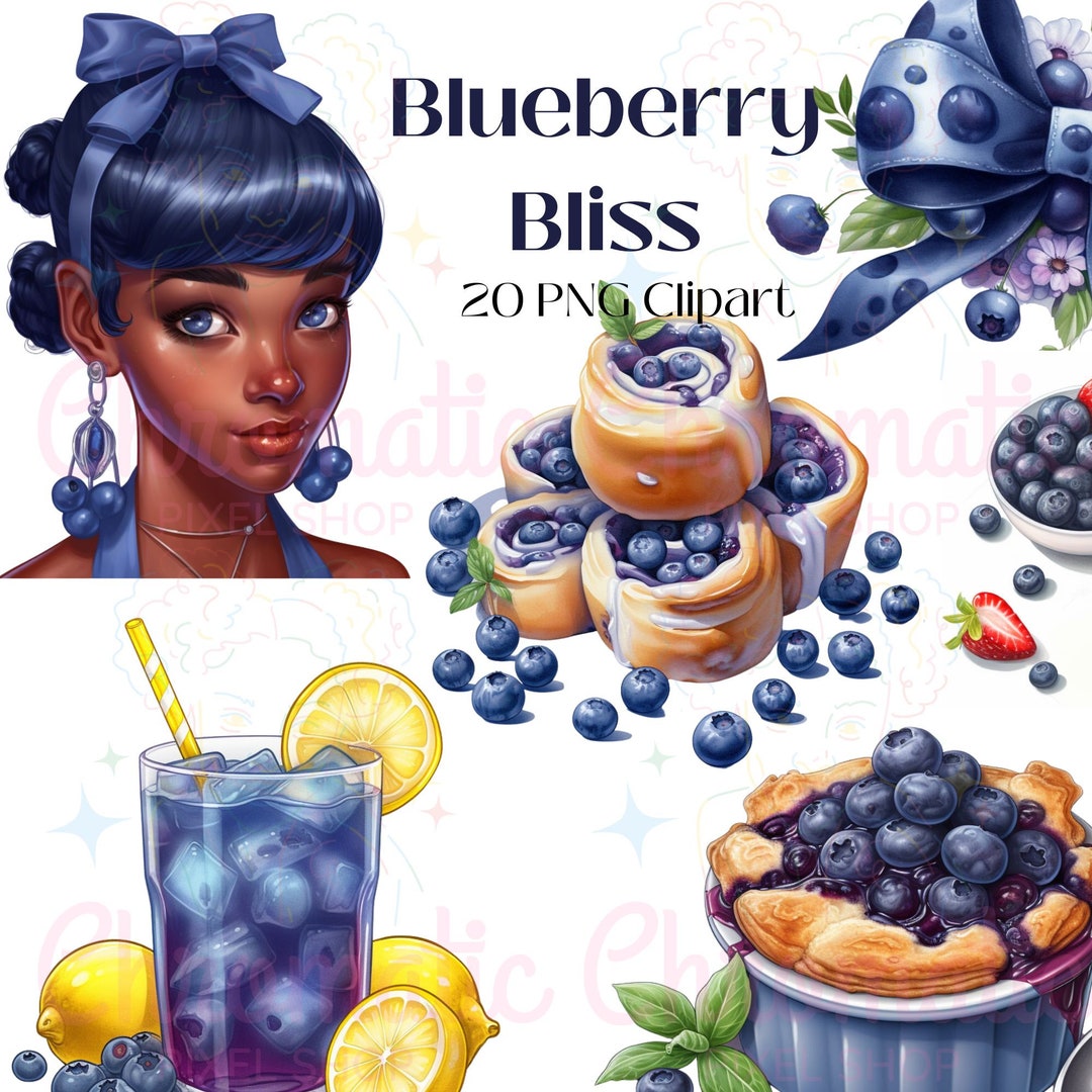 Watercolor Blueberry Clipart L Digital PNG Strawberry Dessert - Etsy