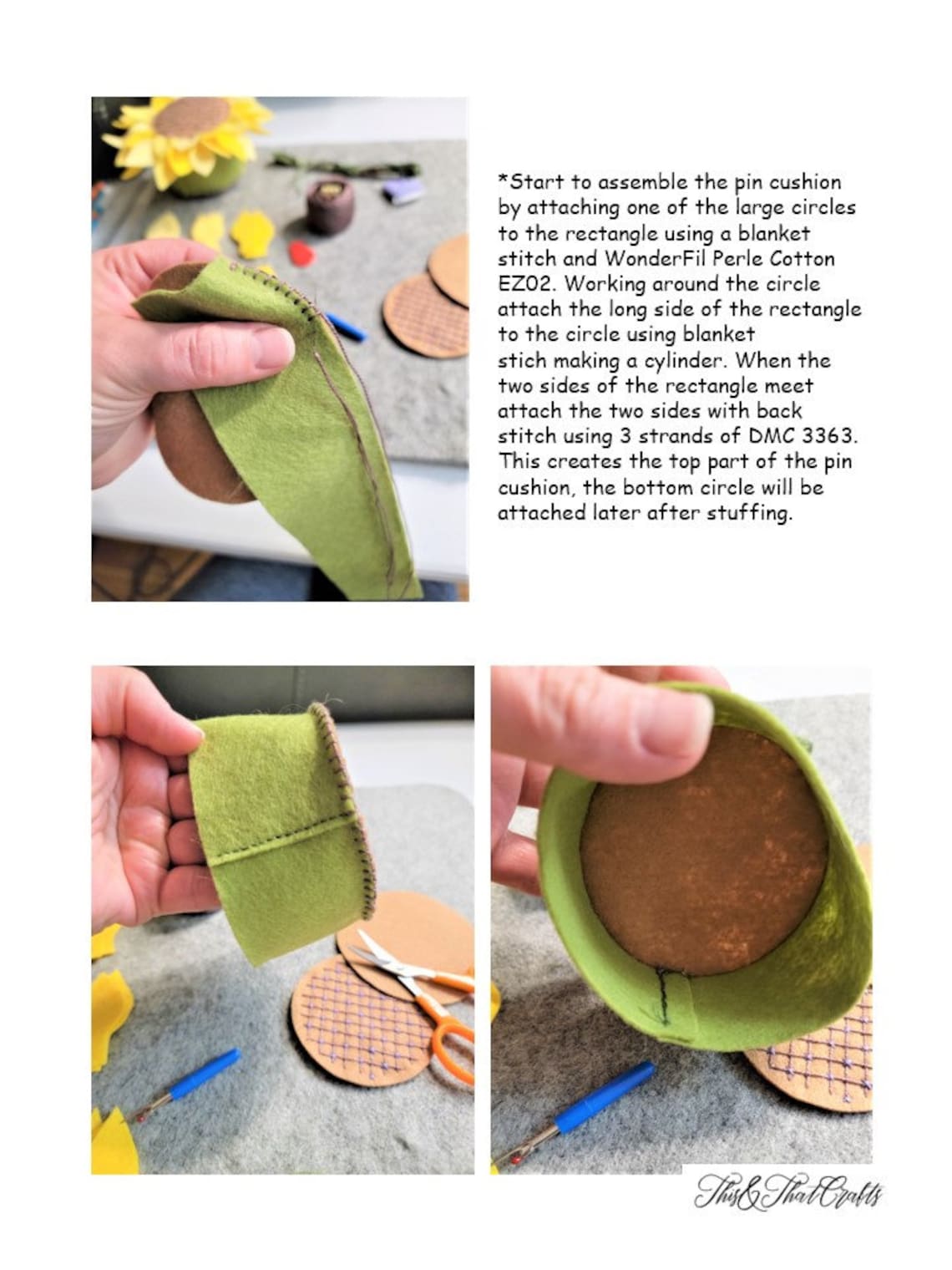 PDF Pattern for Sunflower Pin Cushion Felt Pin Cushion - Etsy