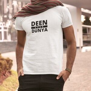 Mens Islamic T-shirt deen Over Dunya Faith Deen Islam Muslim Apparel ...