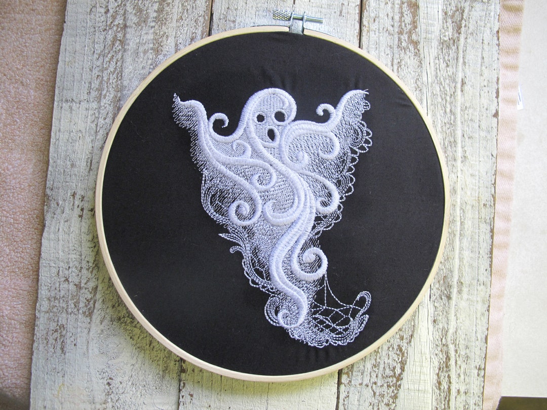 Embroidered Ghost Hoop Art: Gothic Lacey Wall Hanging - Etsy