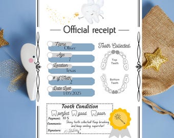 Editable Tooth Fairy Receipt Printable Certificate | First Lost Tooth ...