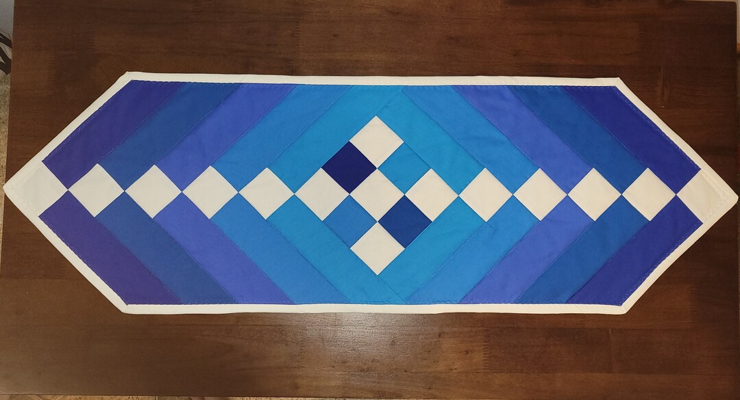 HANDMADE Quilted French Braid Table Runner in Blues - Etsy