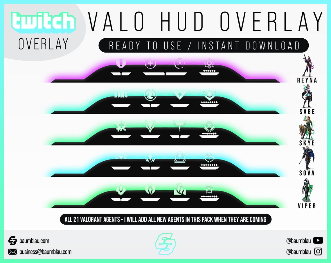 Valorant Stream Overlay HUD Package: All Agents + Deadlock (digital ...
