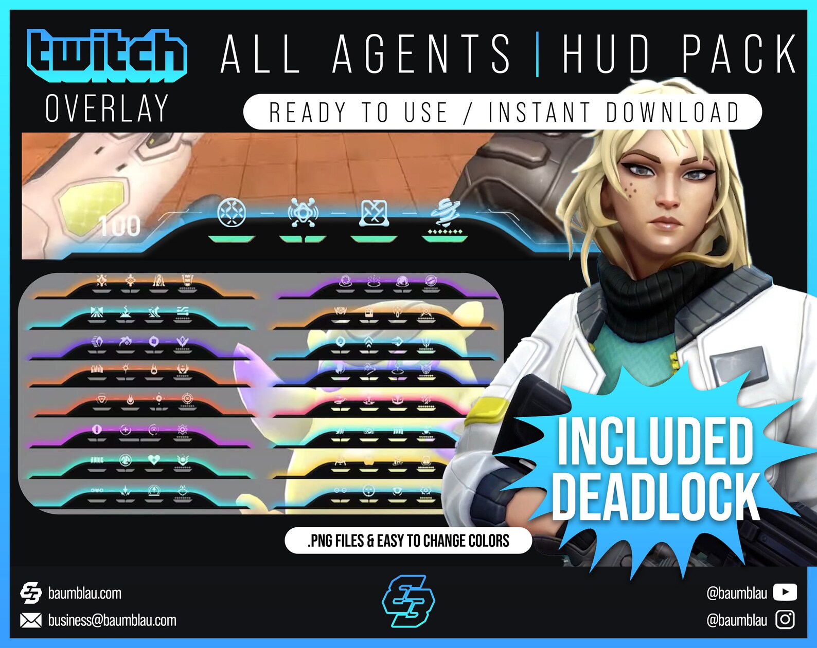 Valorant Stream Overlay HUD Package: All Agents + Deadlock (digital ...
