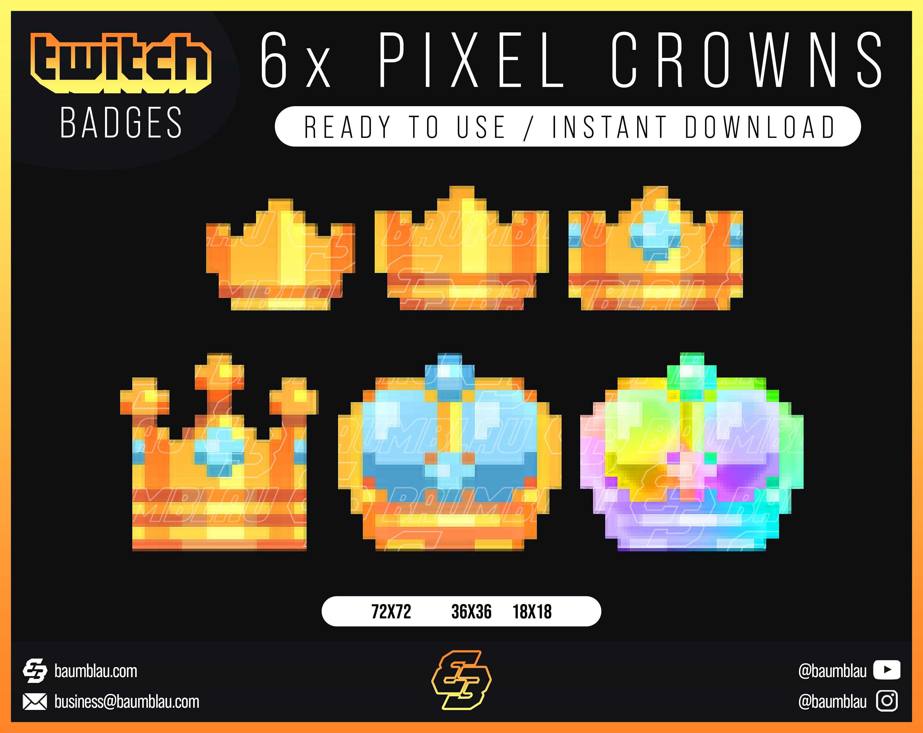 Crown Badges Twitch Twitch Sub Badges Emotes Twitch Badge - Etsy
