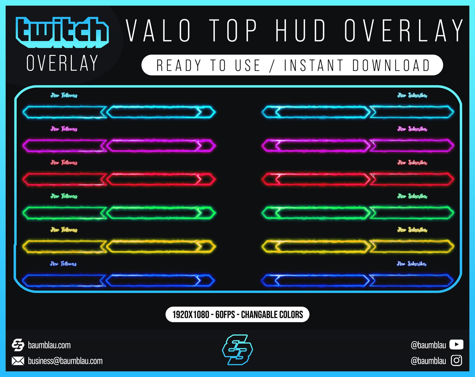 Animated Valorant HUD Overlay Package (changable Color) | Stream ...
