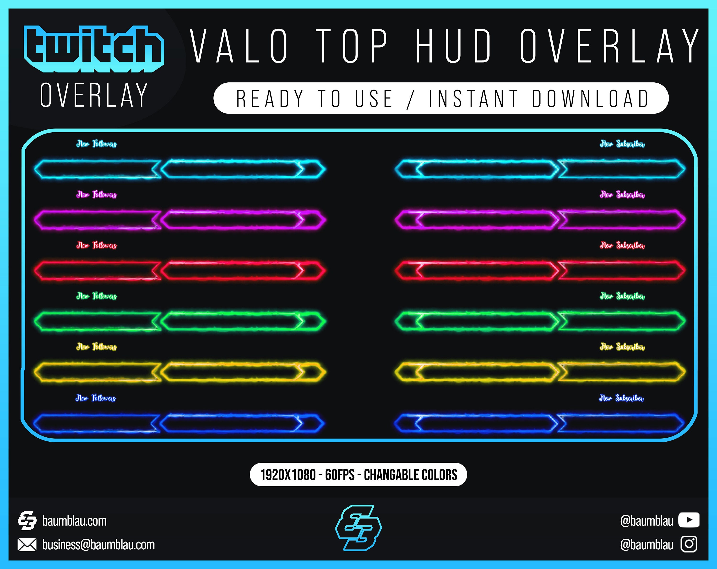 Animated Valorant HUD Overlay Package (changable Color) | Stream ...