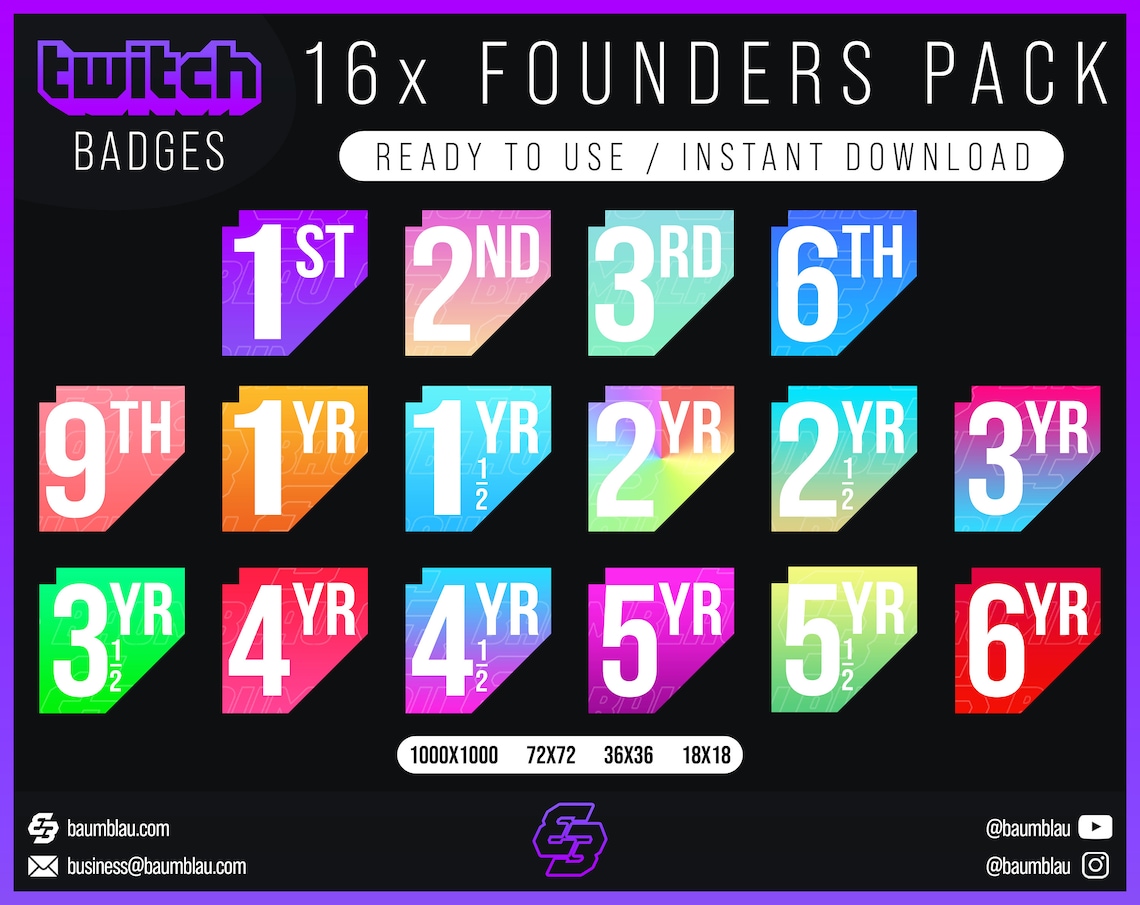 Founders Sub Badges Twitch Transparent Version Cheer/sub - Etsy Australia