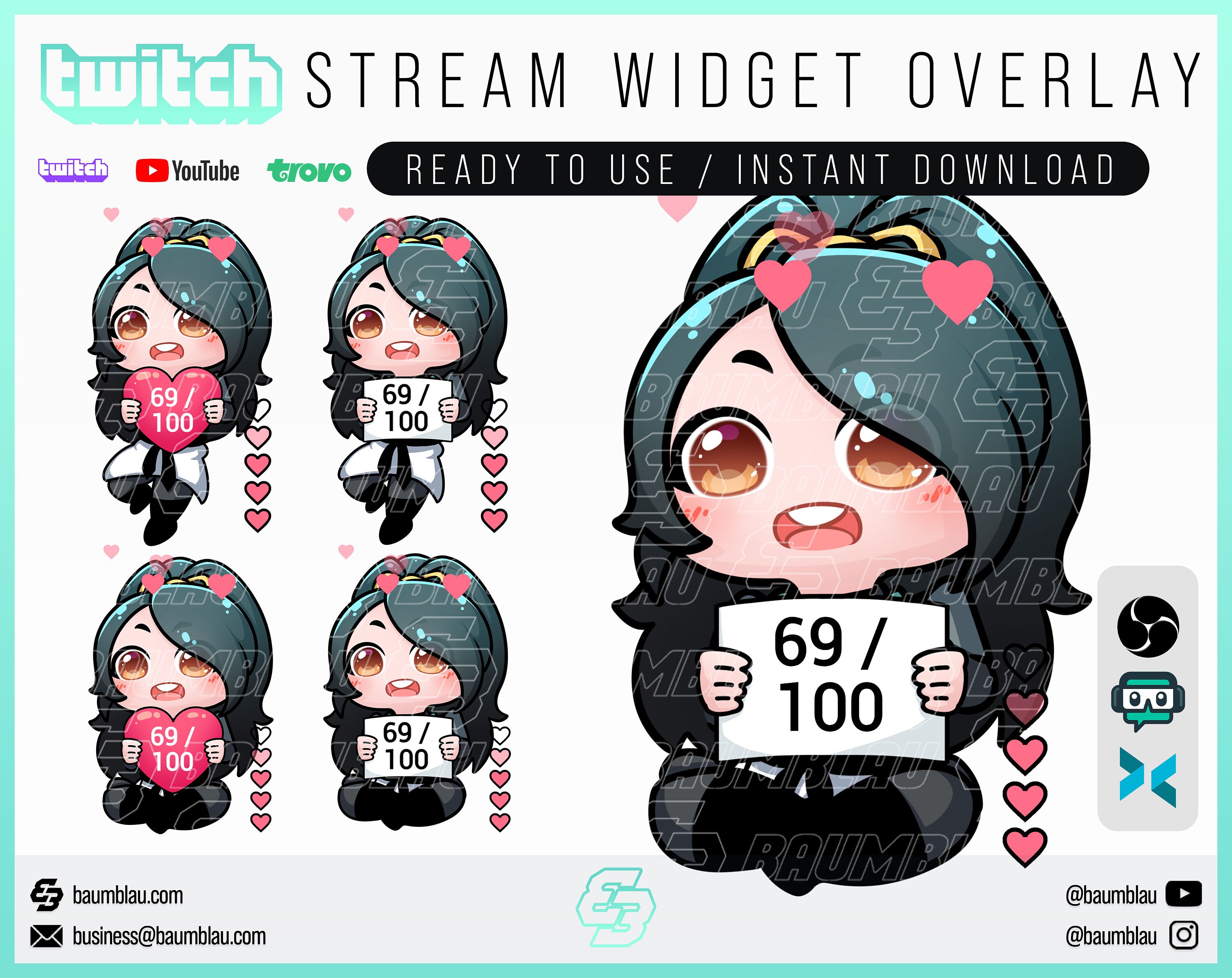 Valorant Widget Goal Overlay obs/streamlabs Cute Chibi Sage Widget ...