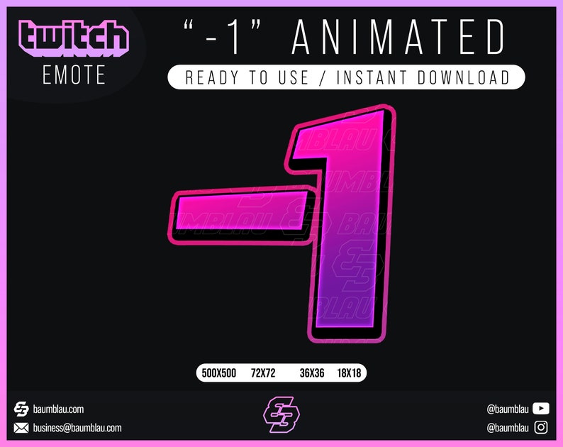 Animated Twitch "-1" Emote: Instant Download - Etsy Canada