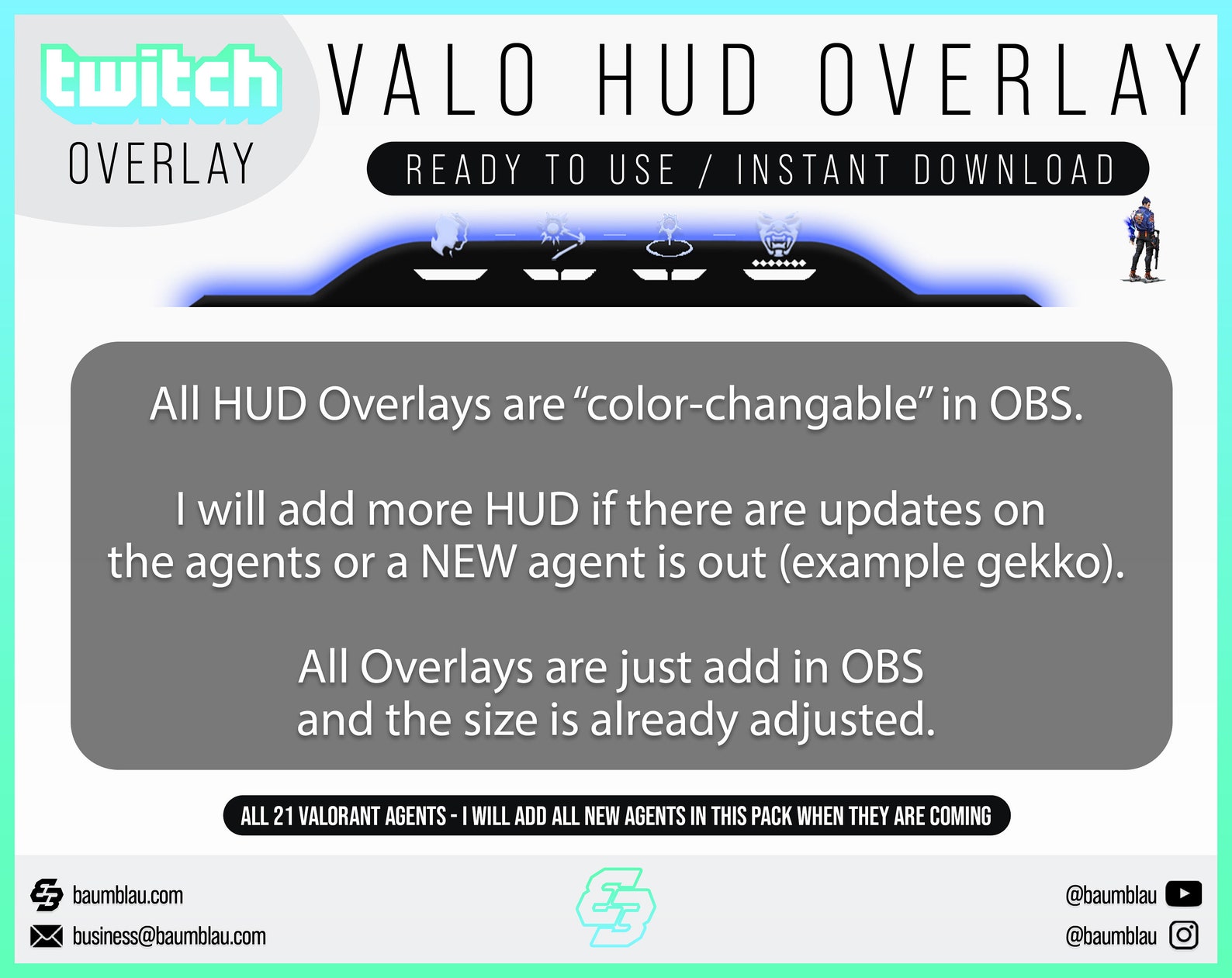 Valorant Stream Overlay HUD Package: All Agents + Deadlock (digital ...