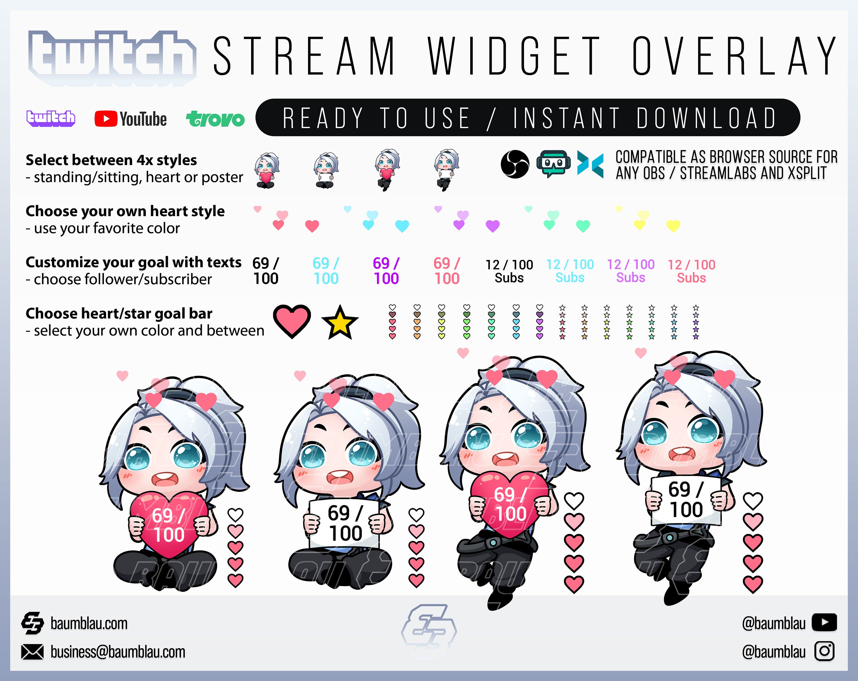 Valorant Widget Goal Overlay obs/streamlabs Cute Chibi Jett Widget ...
