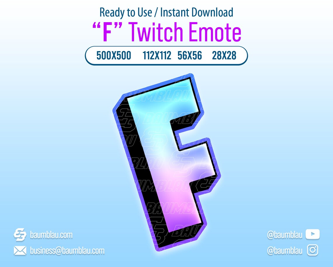 F Letter Emote Twitch Emote Instant Download - Etsy Canada