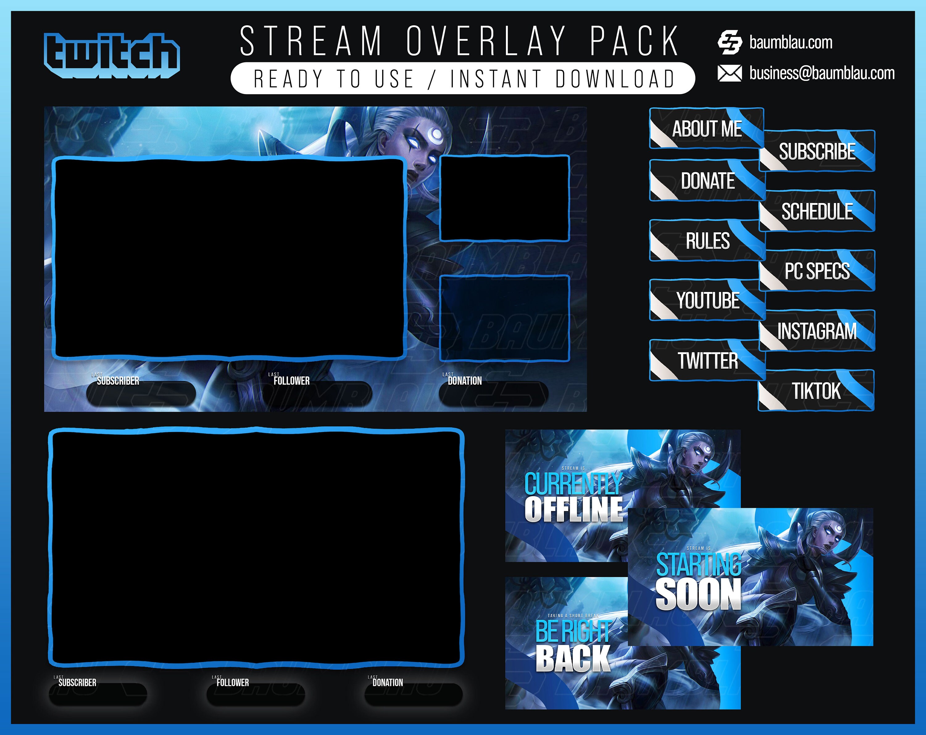 Custom Twitch Stream Overlay Package Twitch Custom Stream Overlay Pack - Etsy