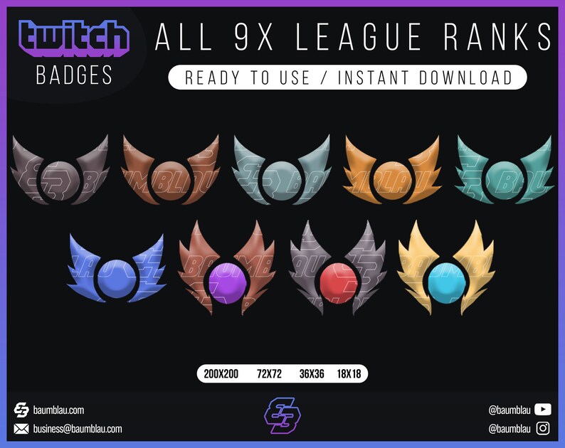 League of Legends Badges Twitch INCLUDED NEW RANK Emerald 10 X ...