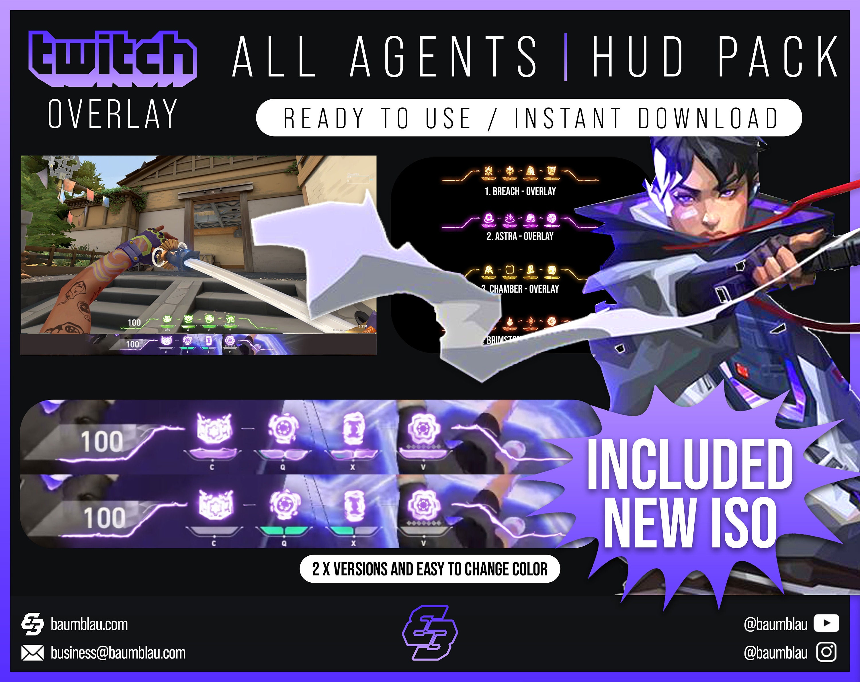 Animated Valorant HUD Overlay with New ISO 2 Versions All 22x Agents ...