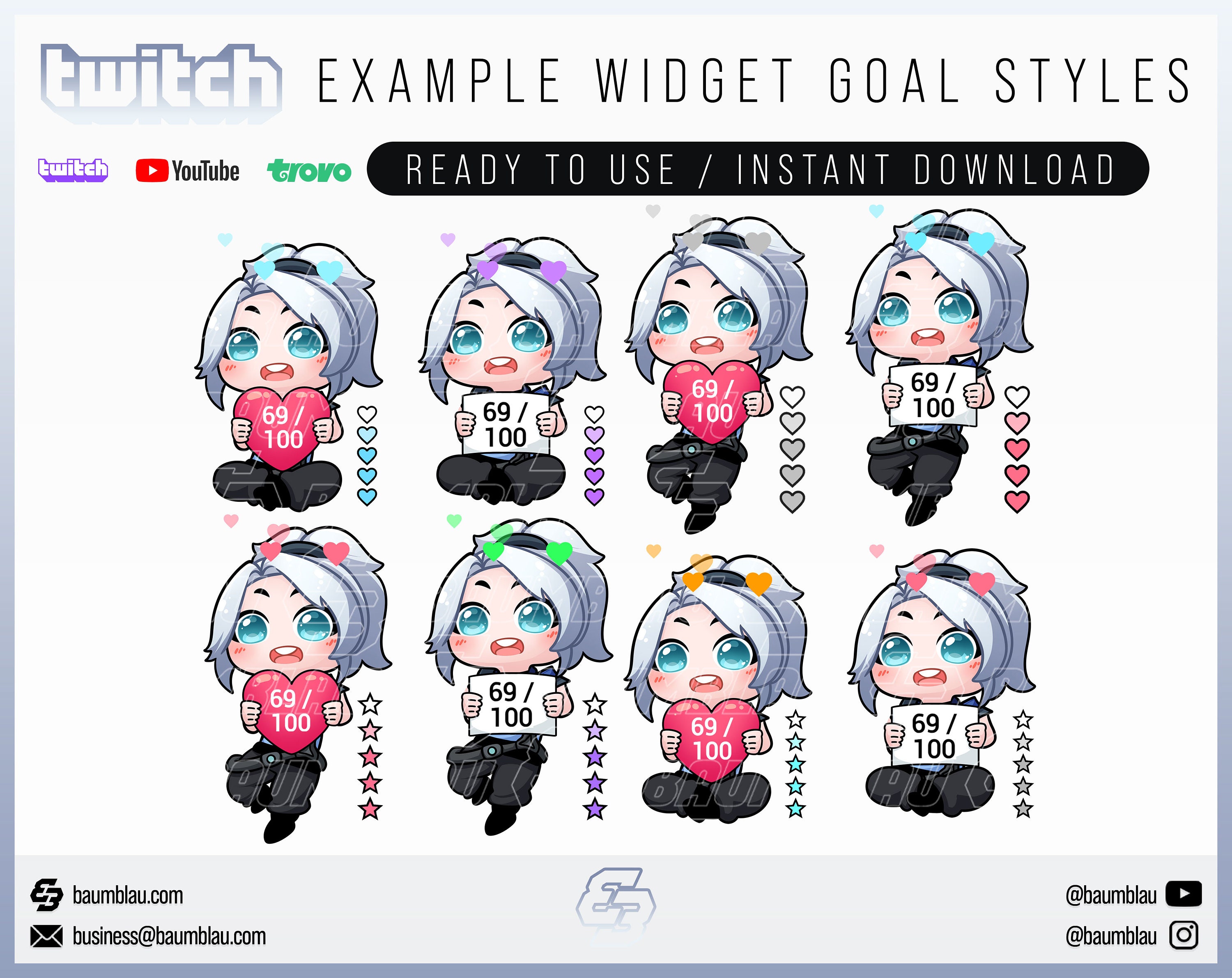 Valorant Widget Goal Overlay obs/streamlabs Cute Chibi Jett Widget ...