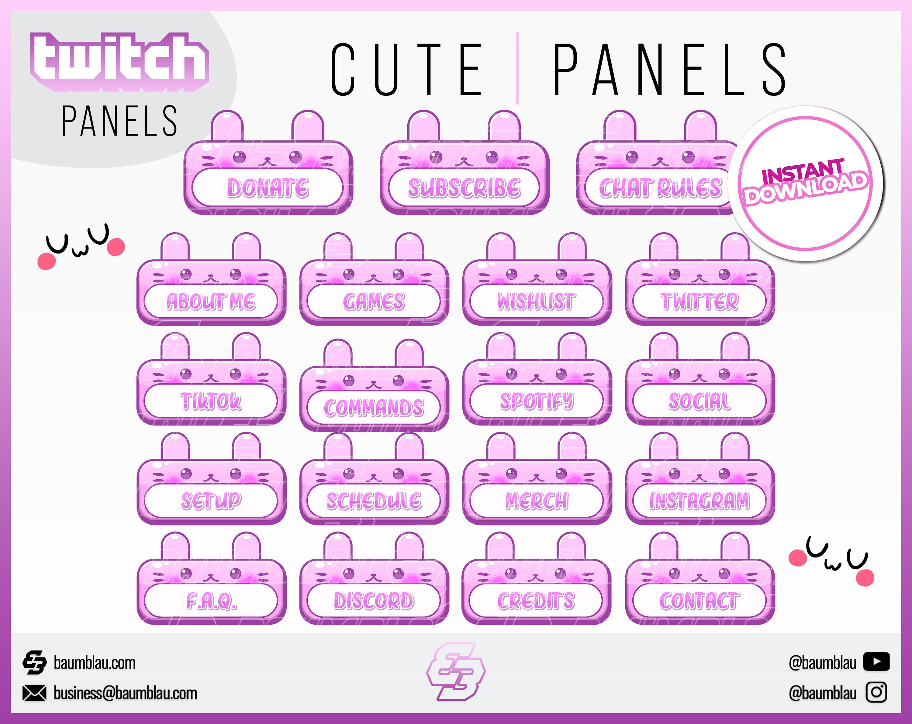 19x Cute Pastel Pink Twitch Panels Cute Twitch Panels Pack - Etsy