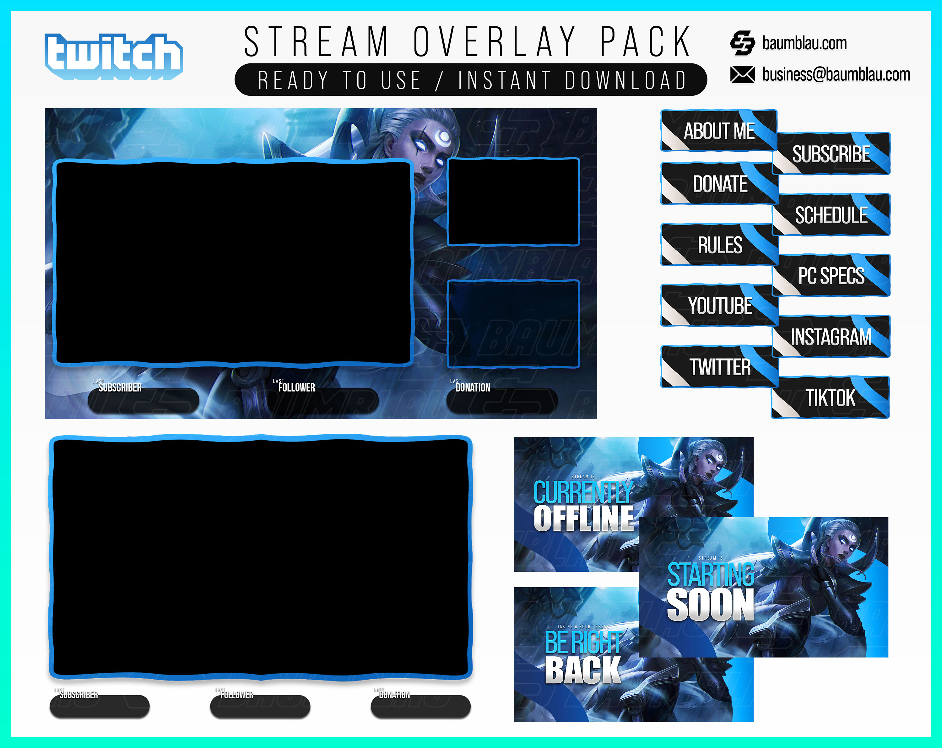 League of Legends Stream Overlay DIANA Gaming Stream Overlay Full ...