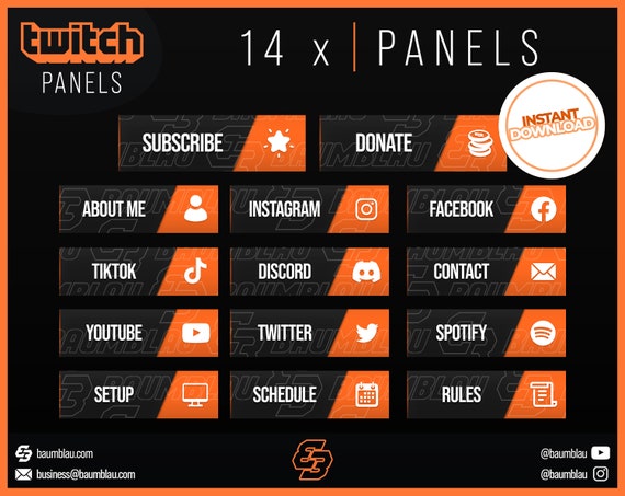 Digital Art & Collectibles Clean Orange Panels 14x Twitch Panels Pack ...