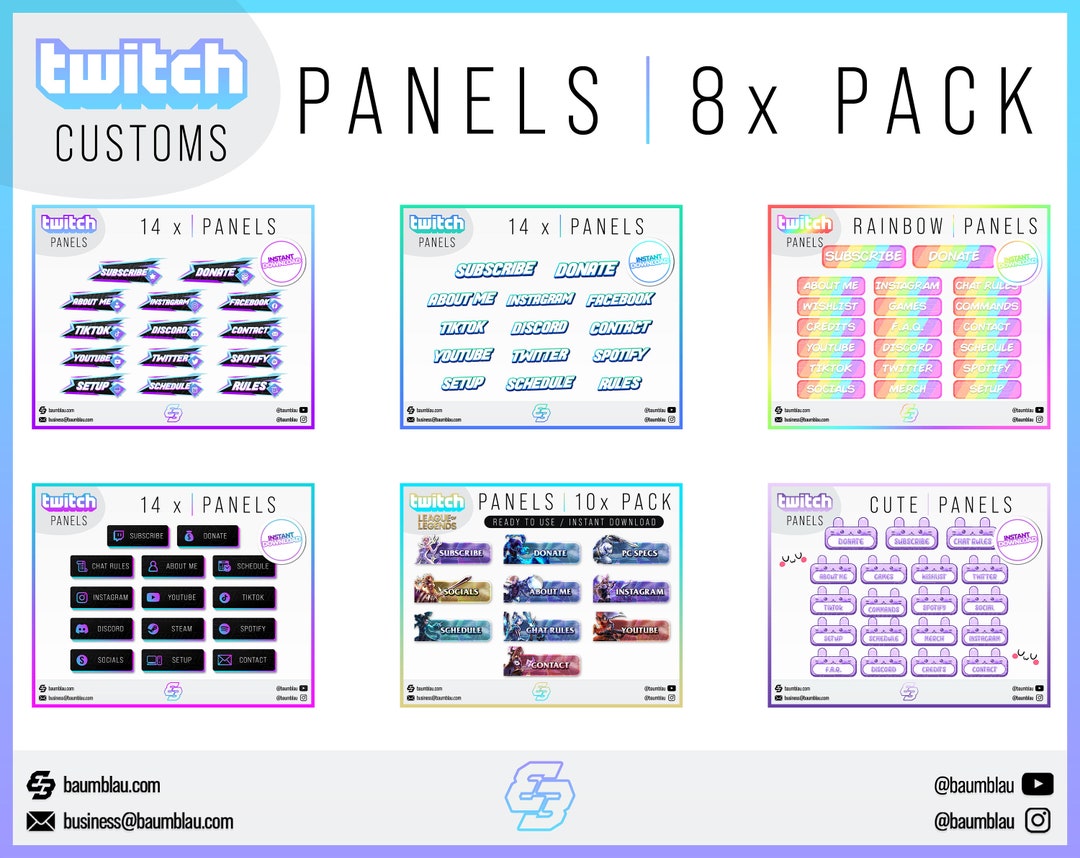 Custom Twitch Panels: 8x Streamer Pack (digital Download) - Etsy