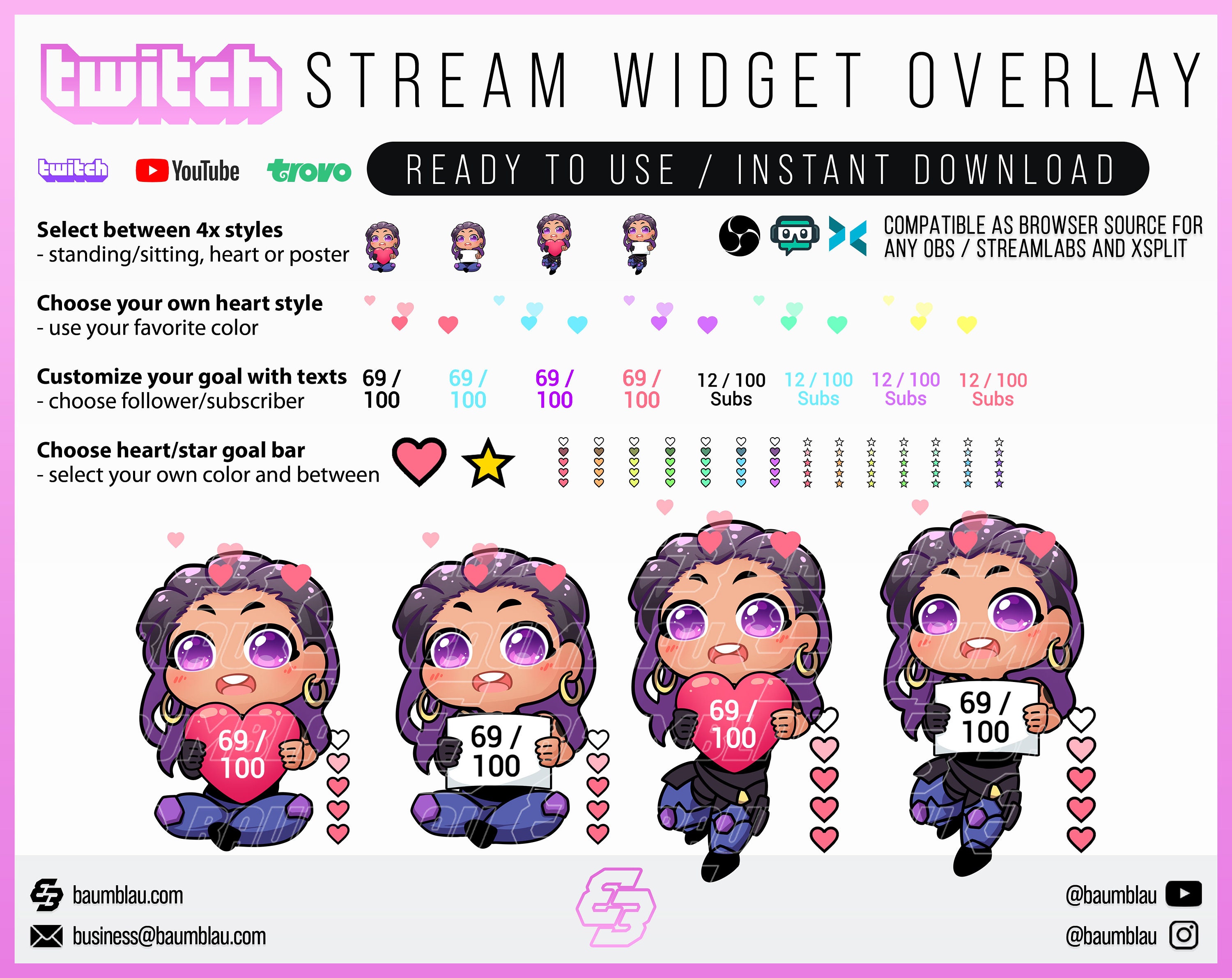 Valorant Widget Goal Overlay obs/streamlabs Cute Chibi Reyna Widget ...