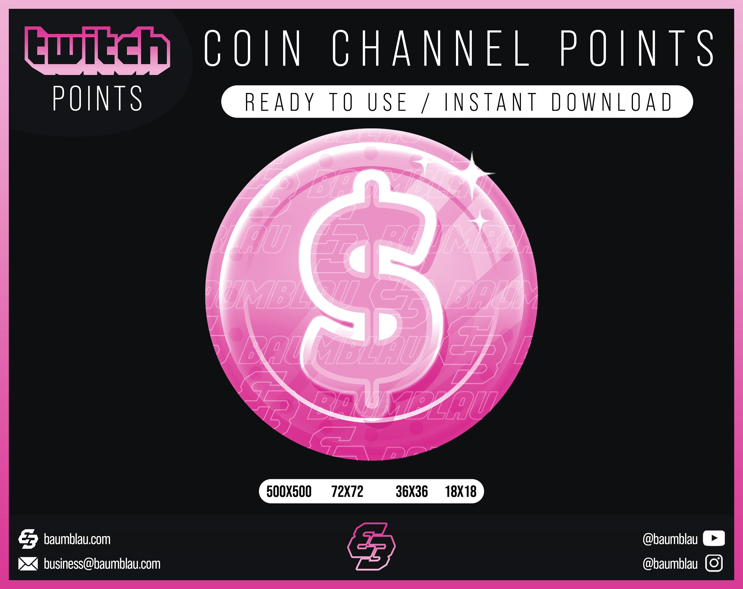 Twitch Emote Dollar Coin Emote pink Twitch Emote/badge - Etsy