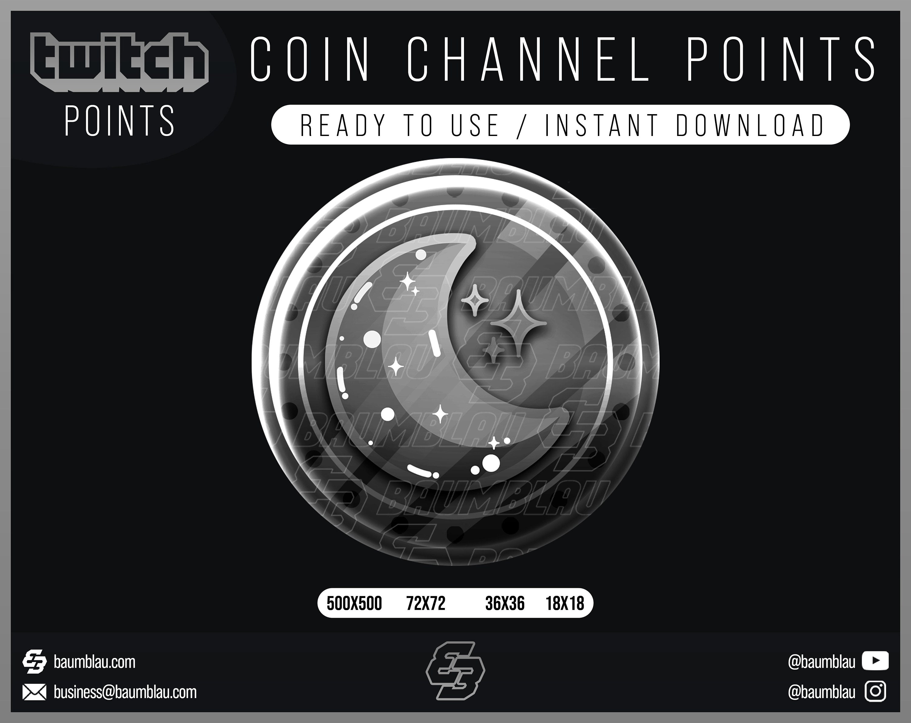Moon Coin Black Twitch Channel Points Emote/badge Coin Icon Instant ...