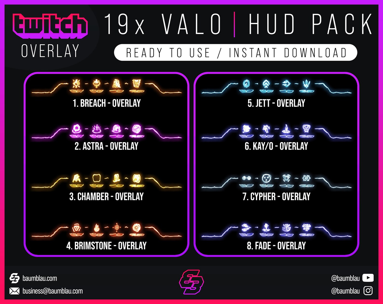 Animated Valorant HUD Overlay Package all 19x Agents | Etsy Ireland