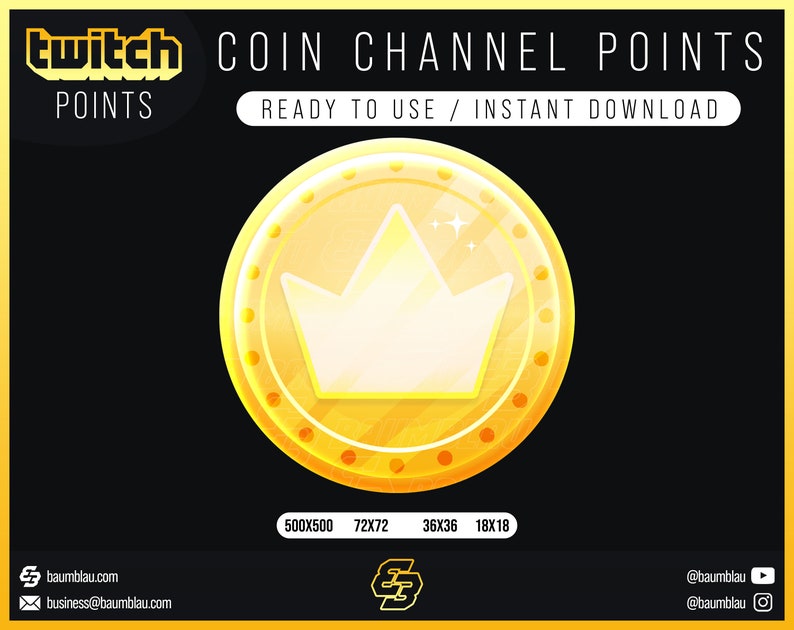 Crown Coin Emote Gold Twitch Channel Points Emote/badge Coin Icon ...