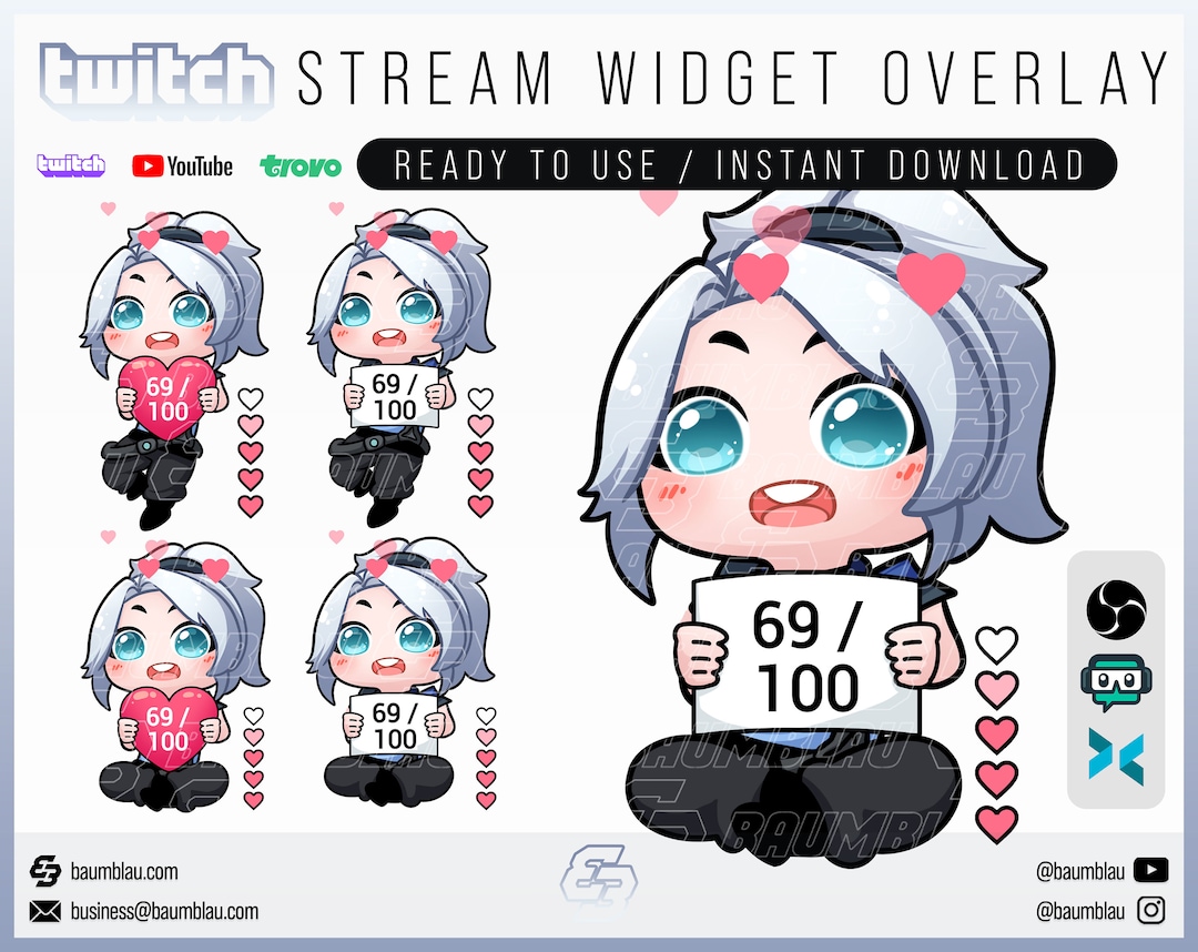 Valorant Widget Goal Overlay [obs/streamlabs] Cute Chibi Jett Widget ...