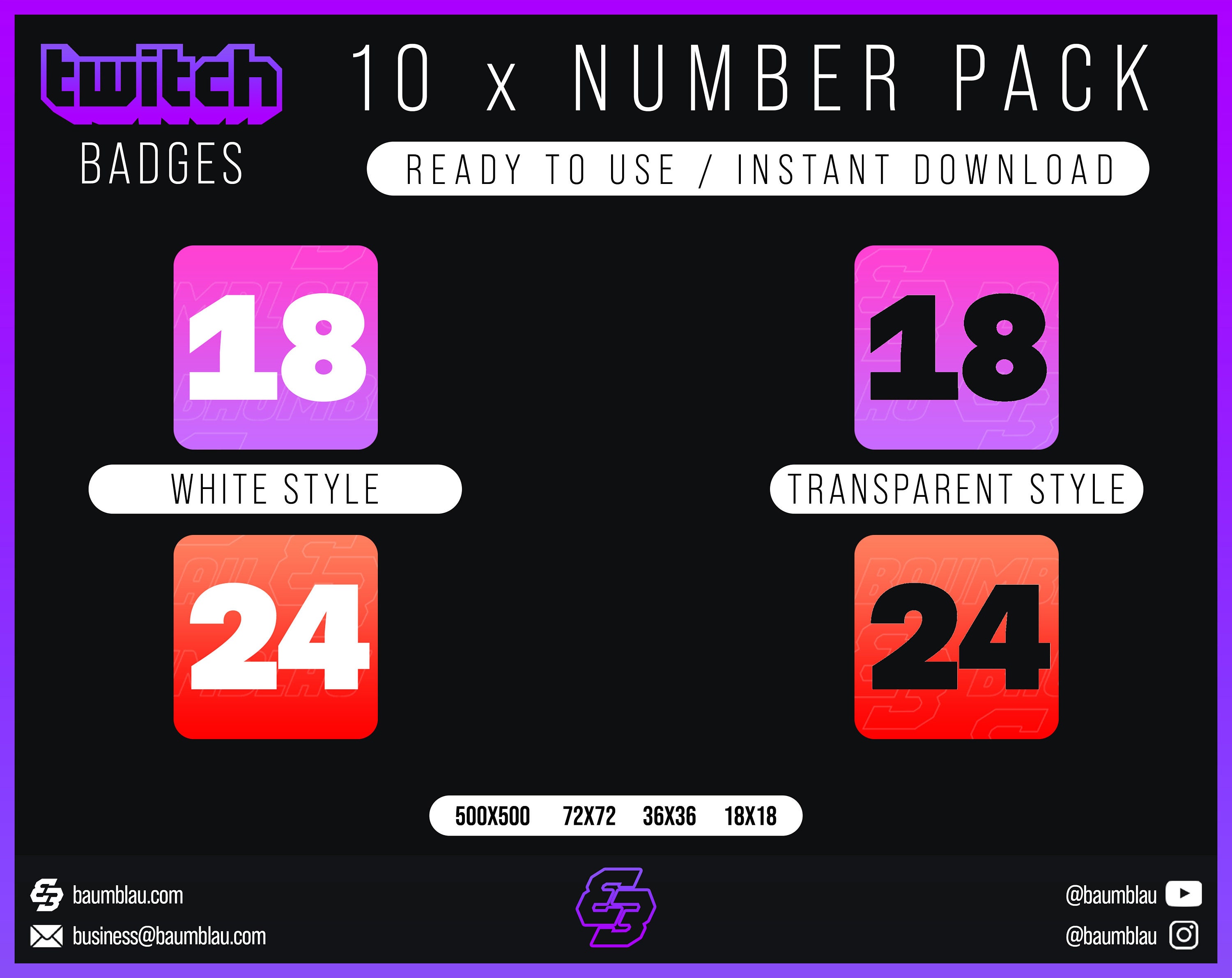 Twitch Founder Number Sub Badges: 1-36 Month Pack (digital Download) - Etsy