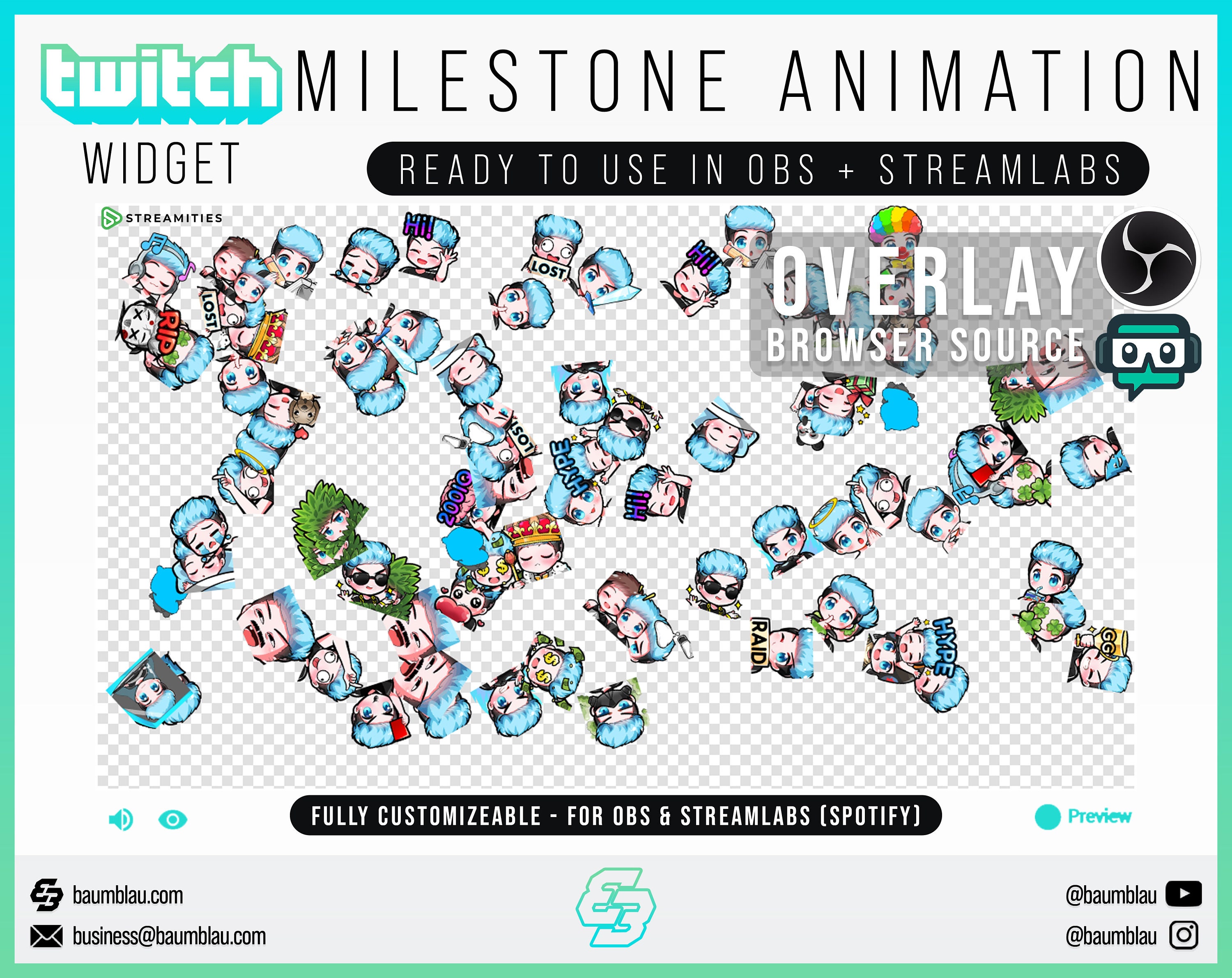 Stream Widget Overlay MILESTONE Widget Overlay Stream Widget OBS Widget ...