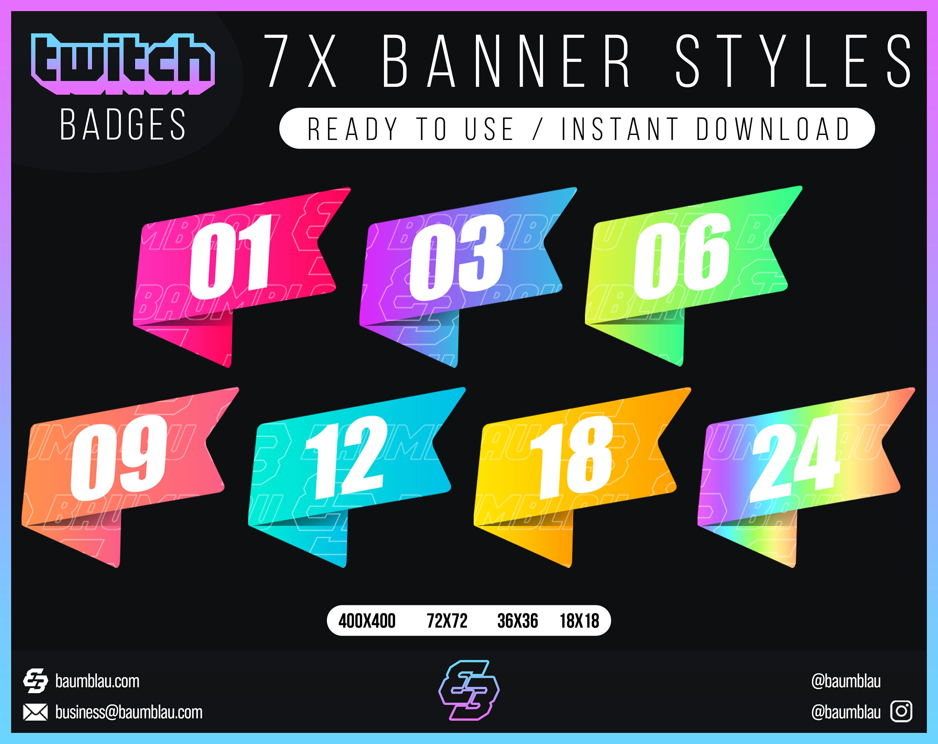 Banner/flag Badges Twitch 7 X Different Months Twitch Sub/cheer Badge ...