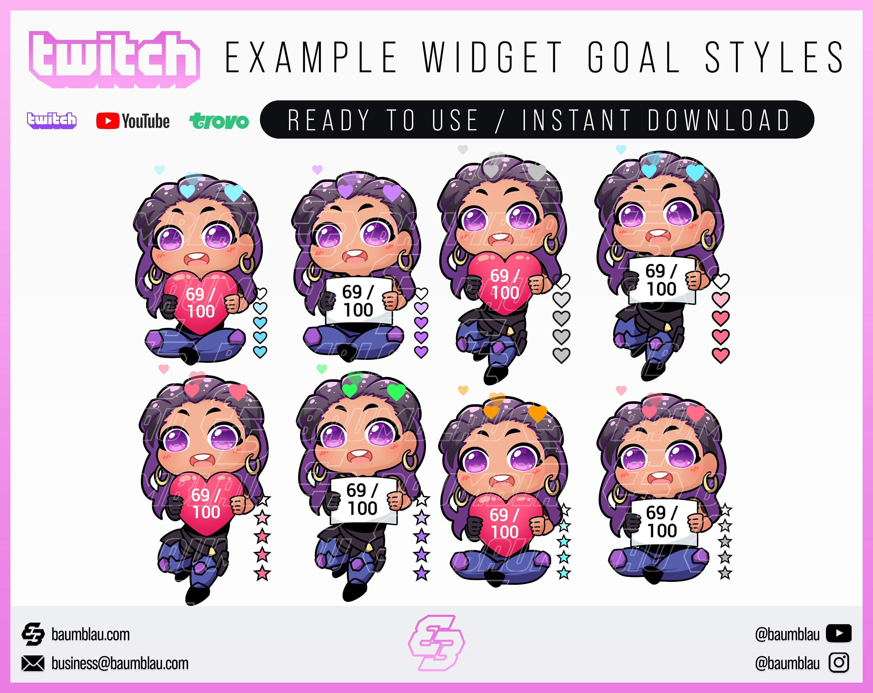 Valorant Widget Goal Overlay obs/streamlabs Cute Chibi Reyna Widget ...