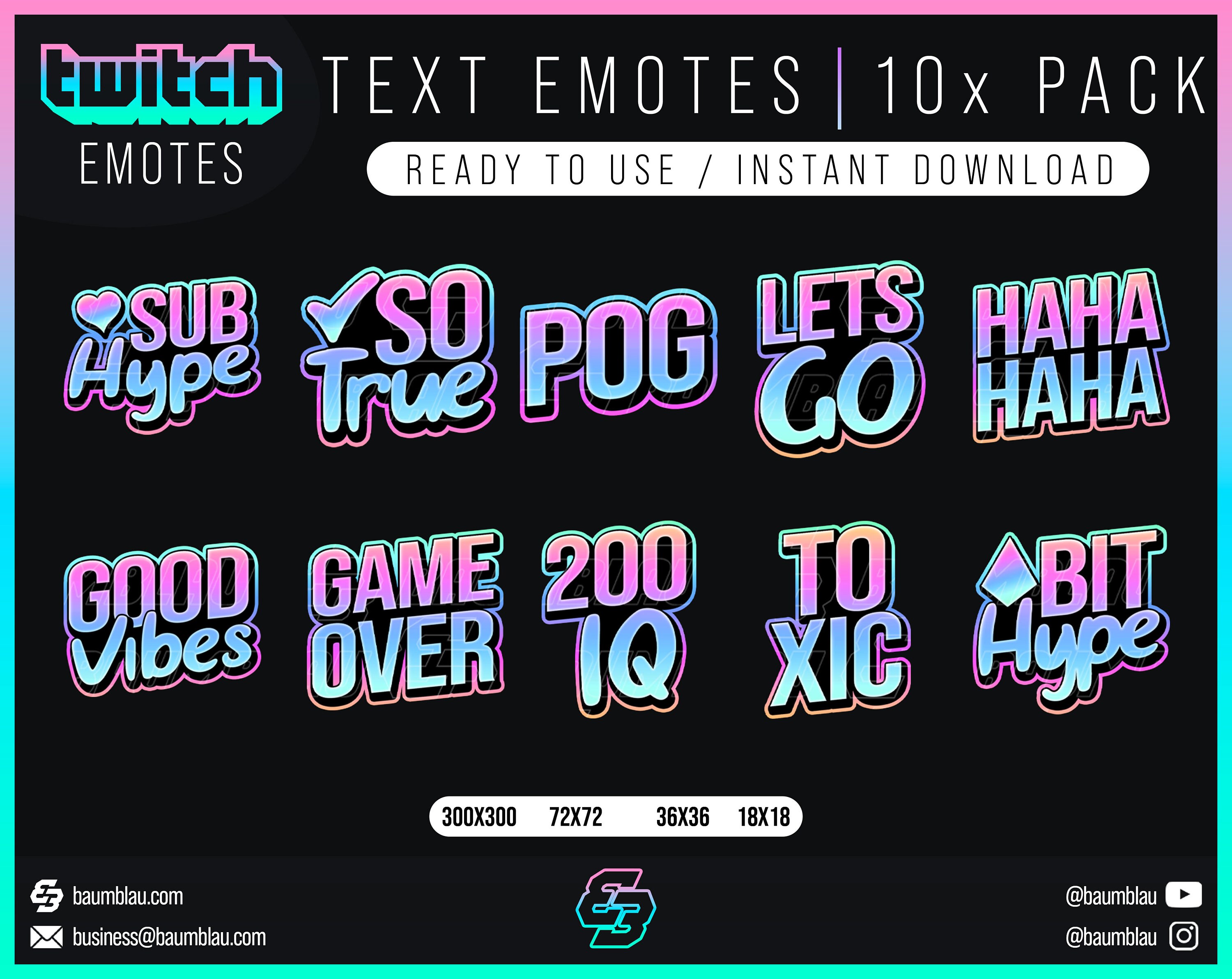 Text Emotes for Twitch / Tiktok Emotes Pack 10x Bundle - Etsy UK
