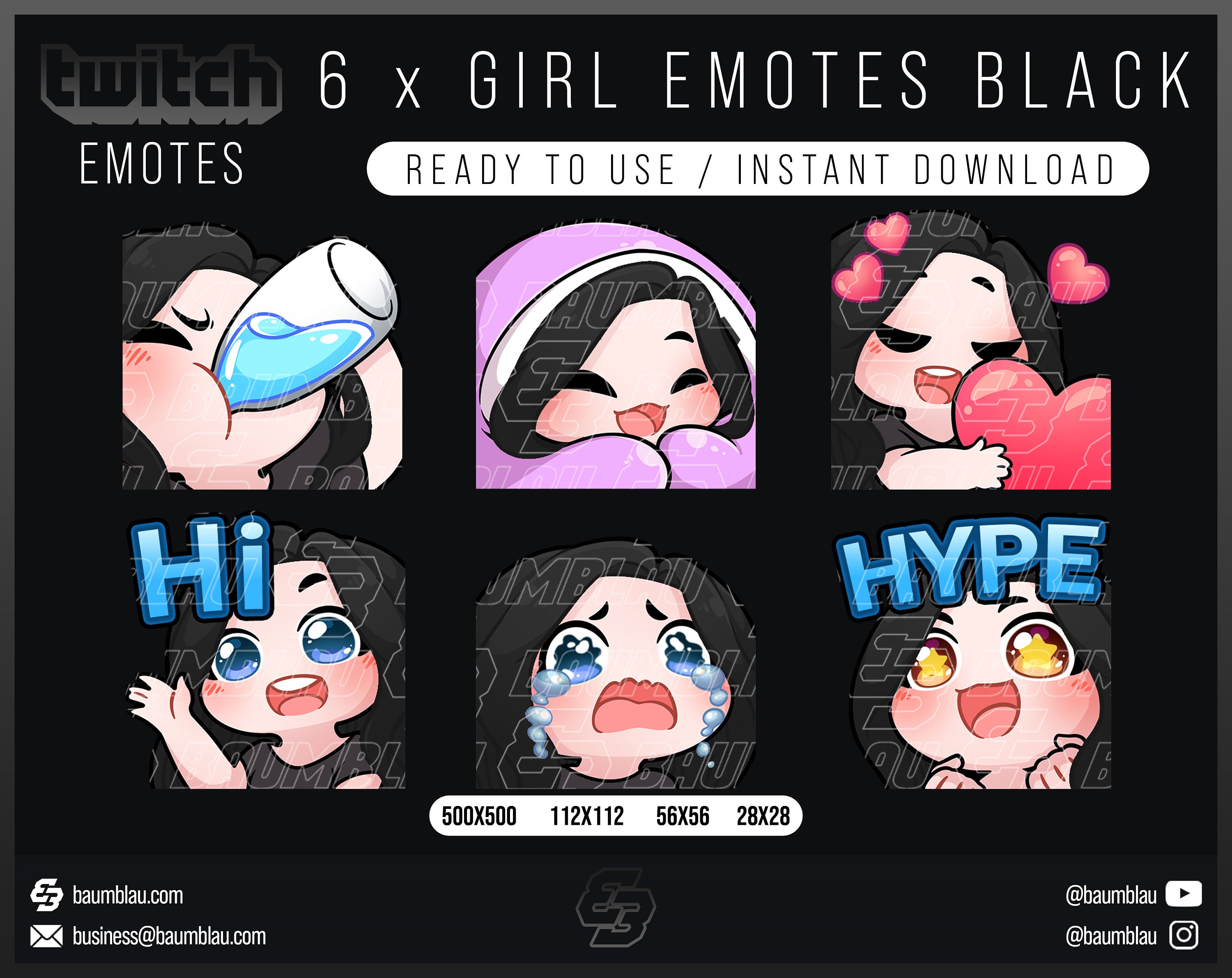 Twitch Emotes, Twitch Sub Emotes, Discord Emotes, Text Emotes, Girl ...