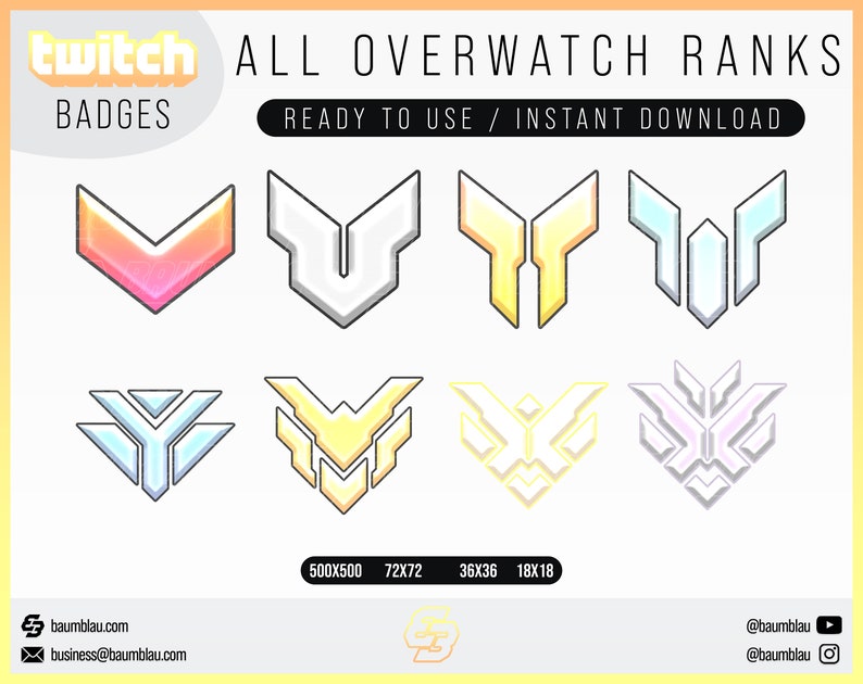 All Overwatch Badges Ranks NEW Ascendent Rank 5 Extra Ranks Cheer/sub ...