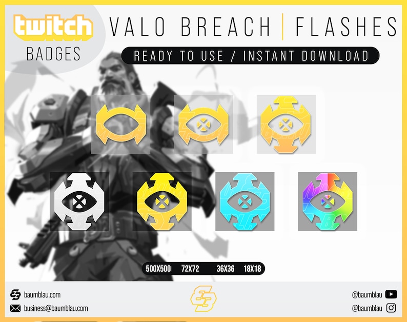 Valorant Breach Twitch Sub Badges: Flash Styles (instant Download) - Etsy
