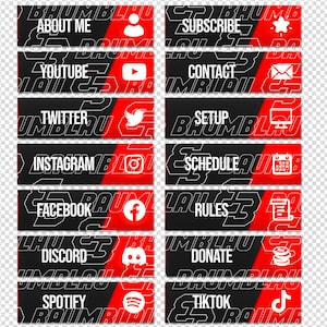 Red Twitch Panels Pack: Clean Bar Streamer Overlay (instant Download ...