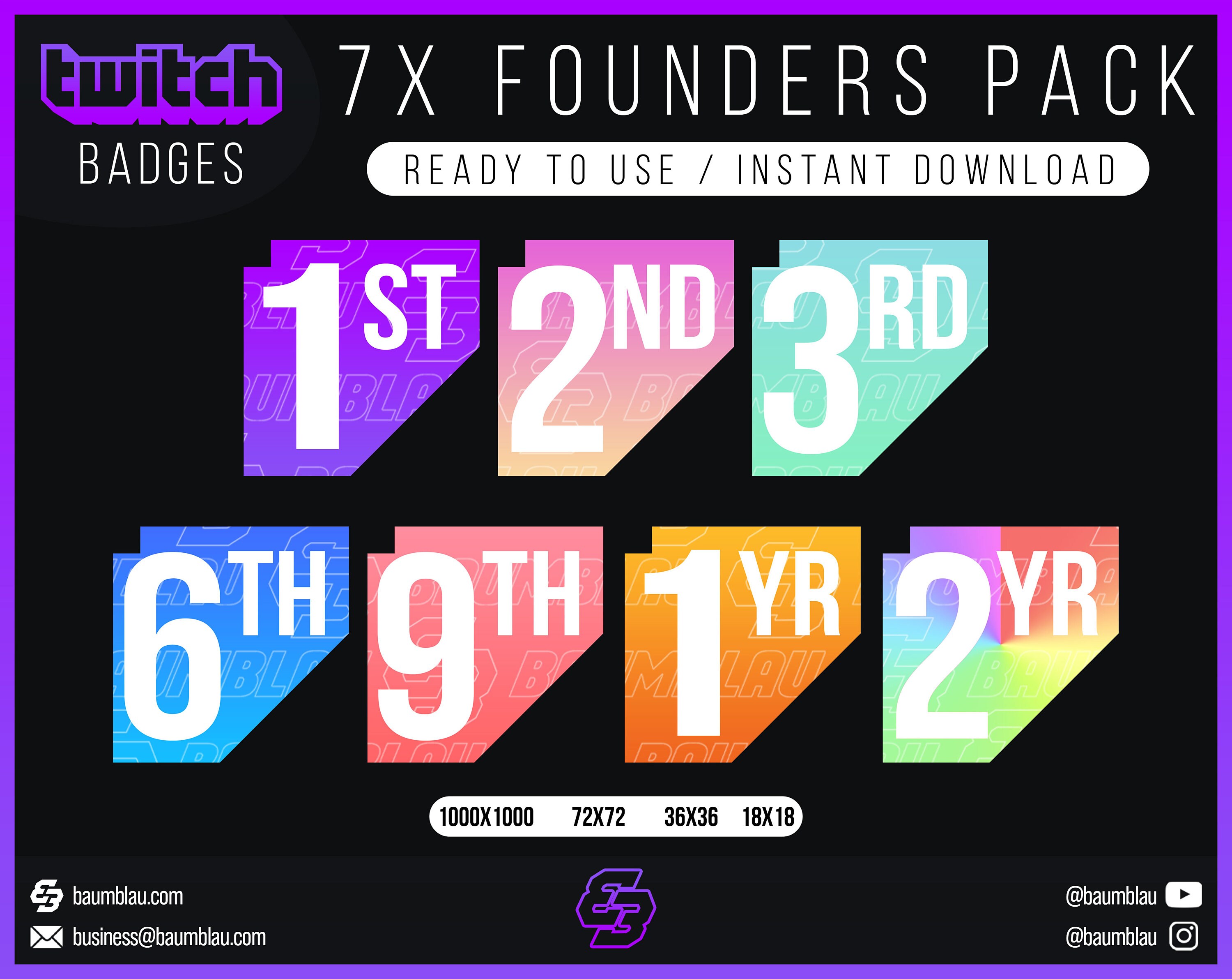 Founders Sub Badges Twitch Transparent Version Cheer/sub - Etsy UK