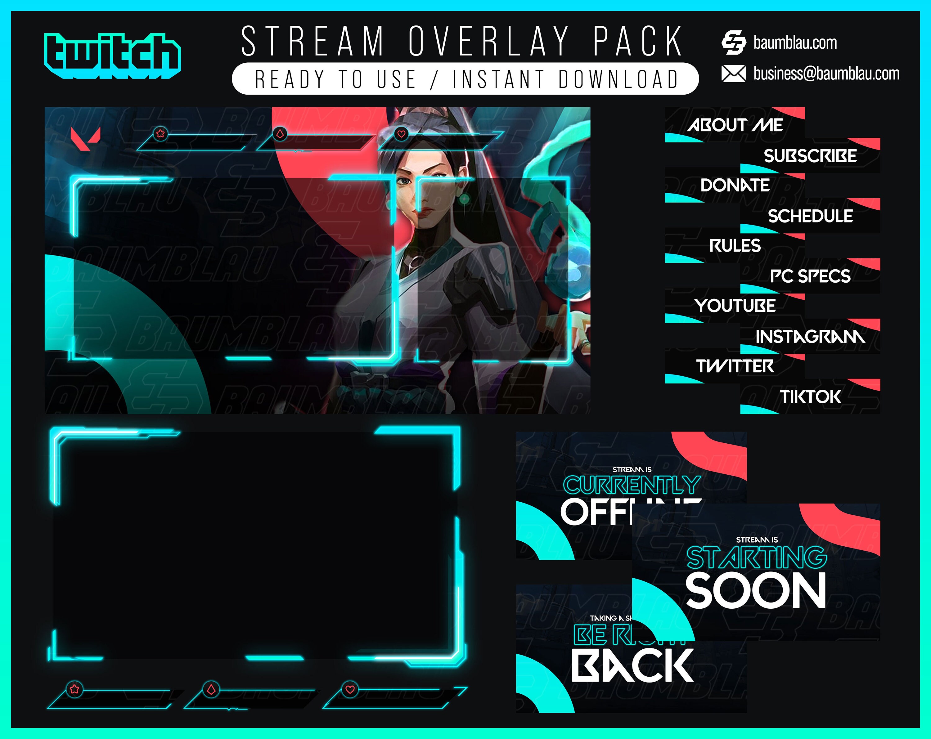 Custom Twitch Stream Overlay Package Twitch Custom Stream Overlay Pack ...