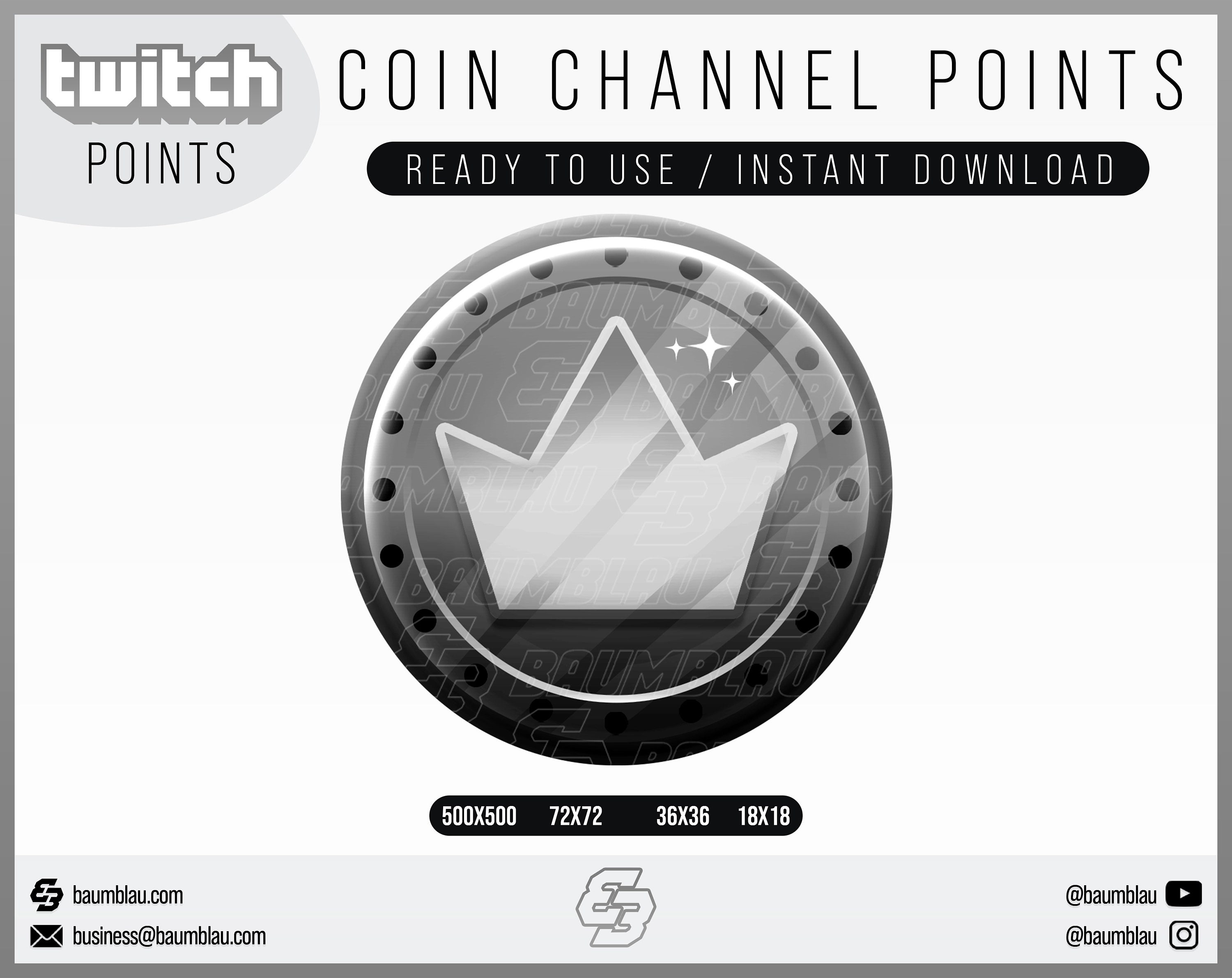 Crown Coin Emote Black Twitch Channel Points Emote/badge Coin Icon ...